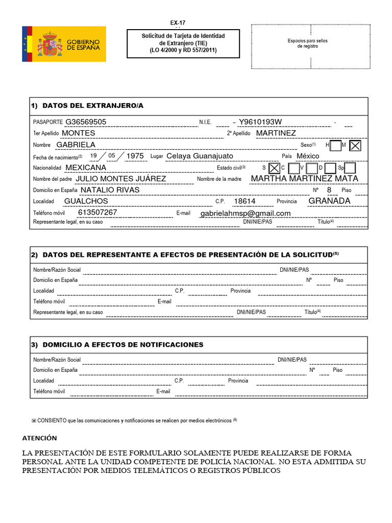 17-Formulario TIE | Descargar gratis PDF | Documento de identidad | Gobierno