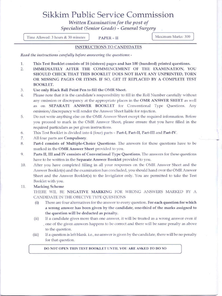 Specialist - SR - GR - GENERAL SURGERY PAPER - II | PDF