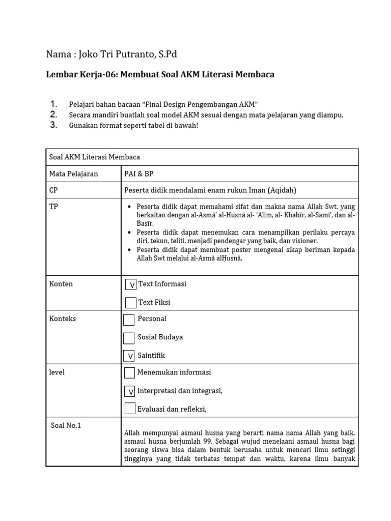 Contoh Soal AKM | PDF