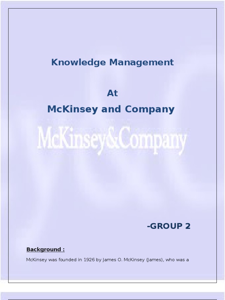 Mckinsey and Company: Knowledge Management | Download Free PDF | Mc ...