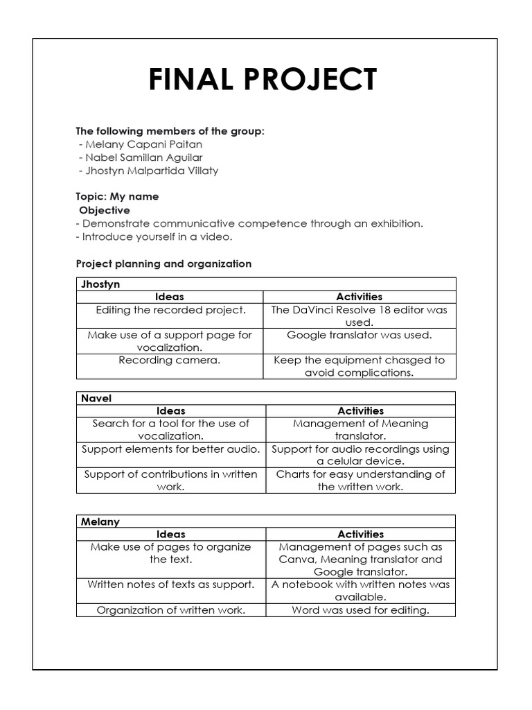 FINAL PROJECT - INGLES | PDF
