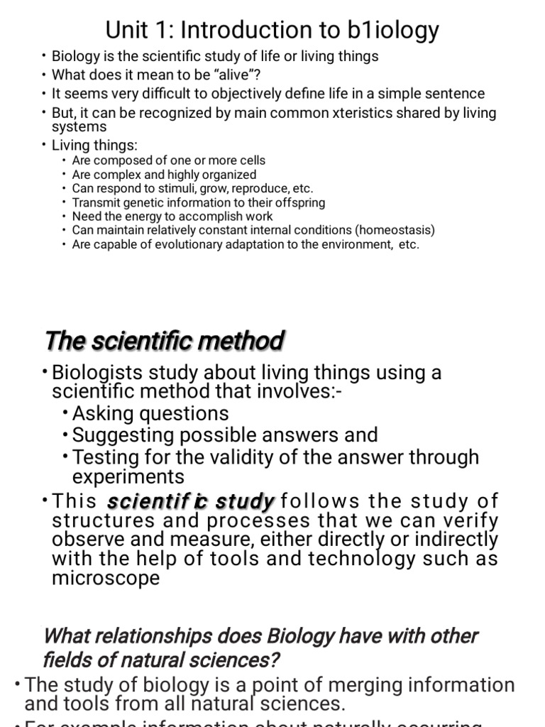 Biology Unit 1 | PDF | Microscope | Science