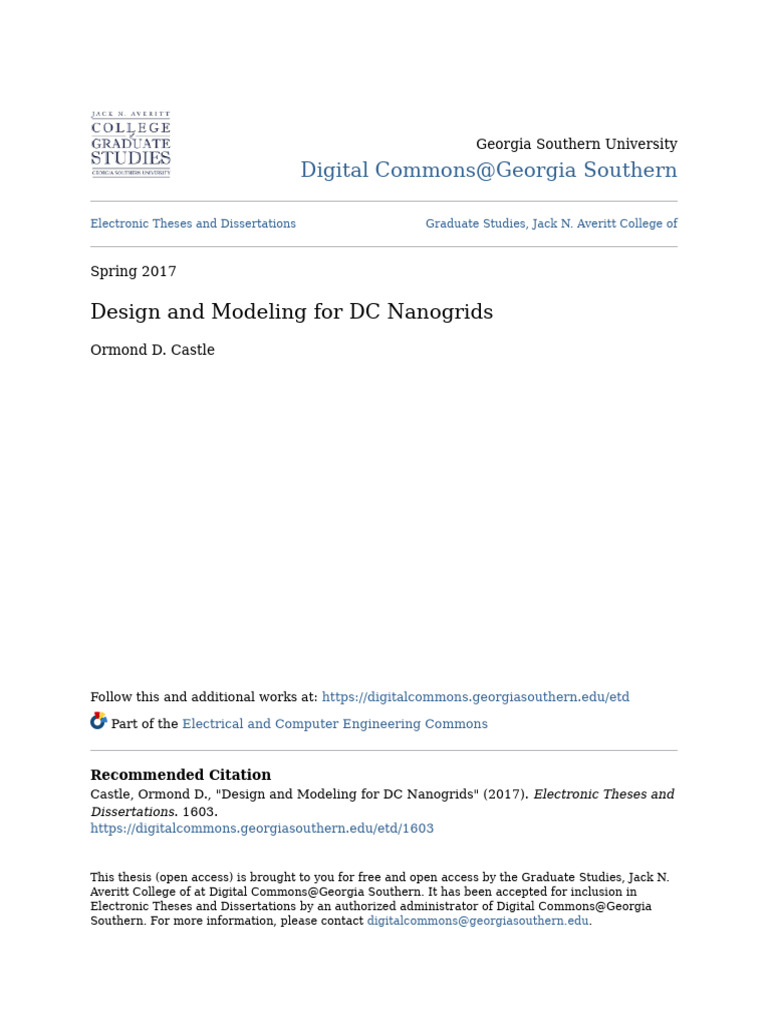 Design and Modeling For DC Nanogrids | PDF | Electrical Grid | Electric Power