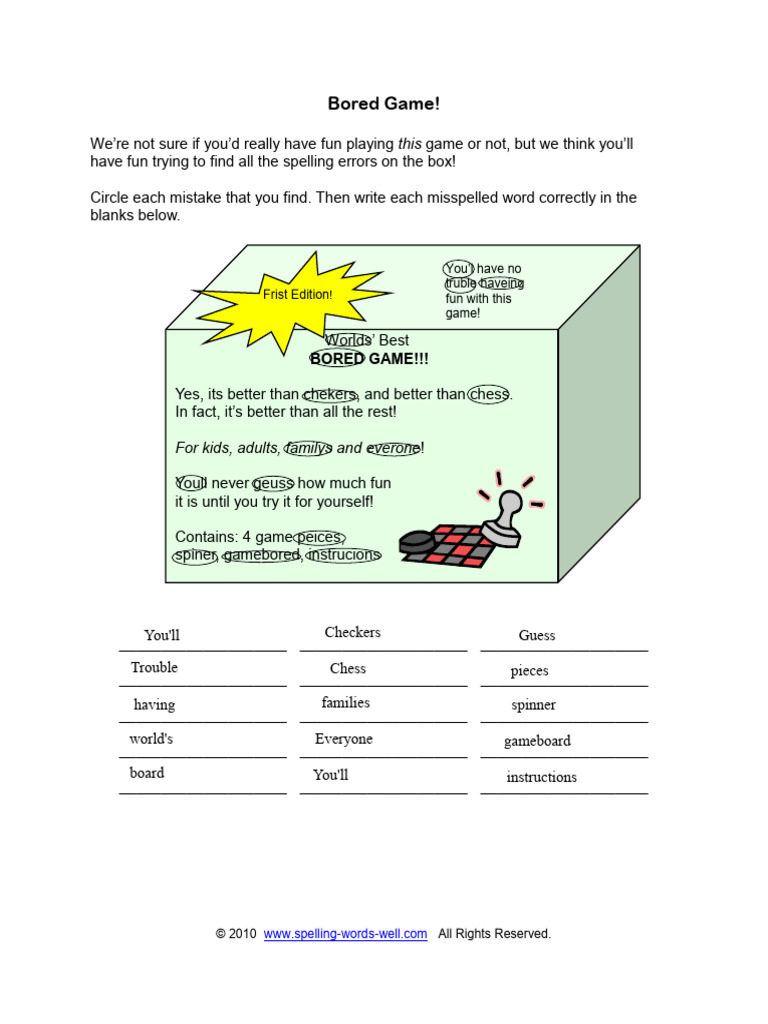 Bored Game Worksheet | PDF