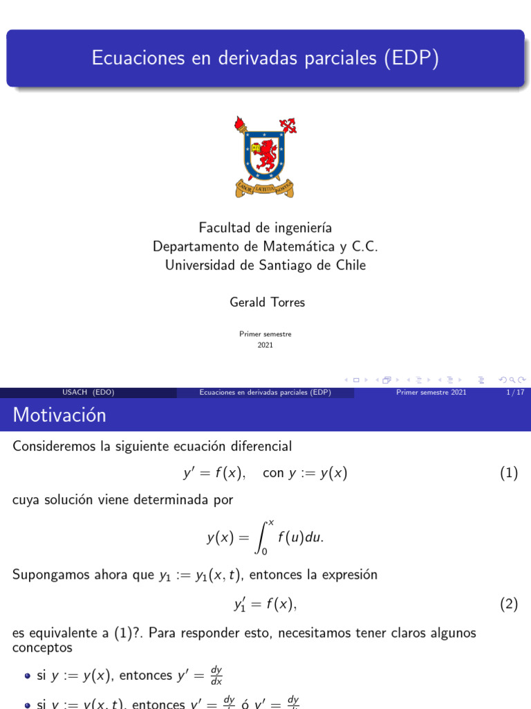 Ecuaciones en Derivadas Parciales (EDP) | PDF | Ecuación diferencial parcial | Ecuaciones