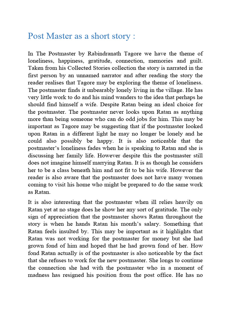 Post Master As A Short Story | PDF | Religion & Spirituality | General ...