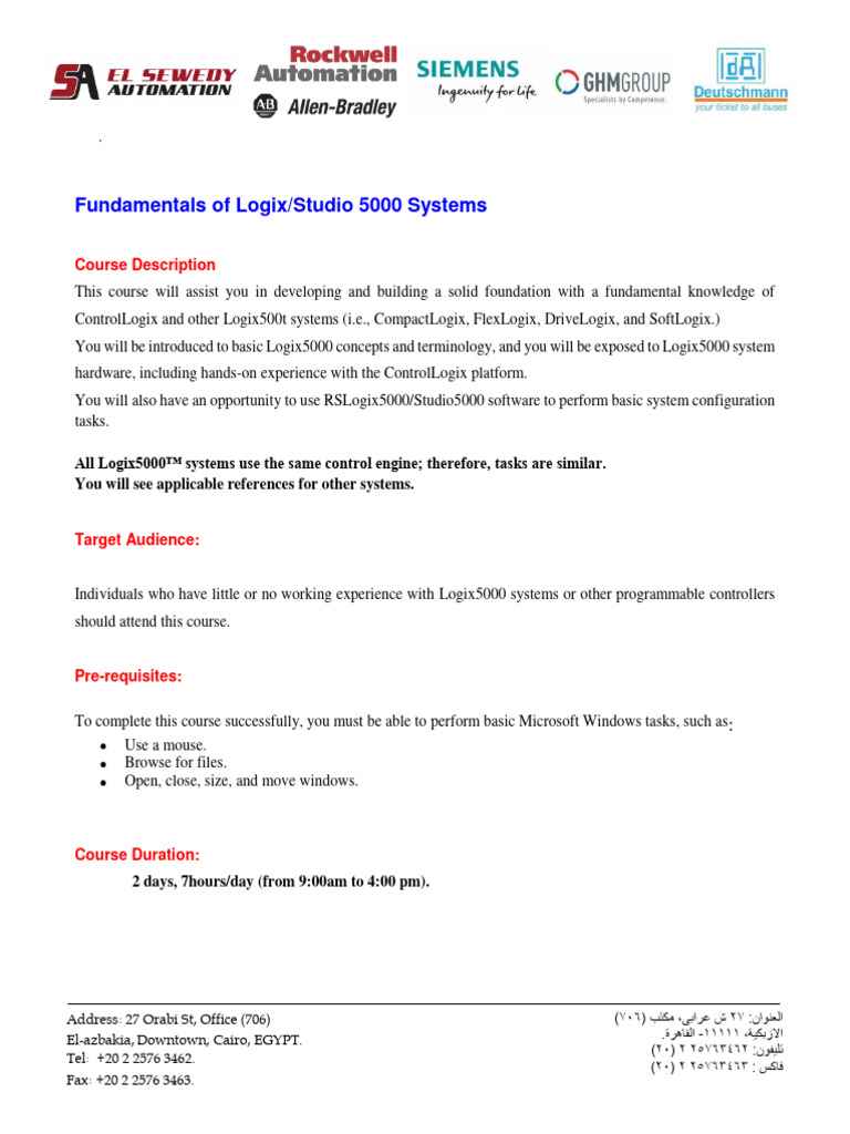 AB-1 Fundamentals of Logix - Studio 5000 Systems | PDF | Software ...