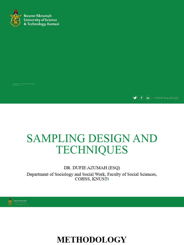 Sampling Design and Techniques For Quantitative and Qualitative Study ...