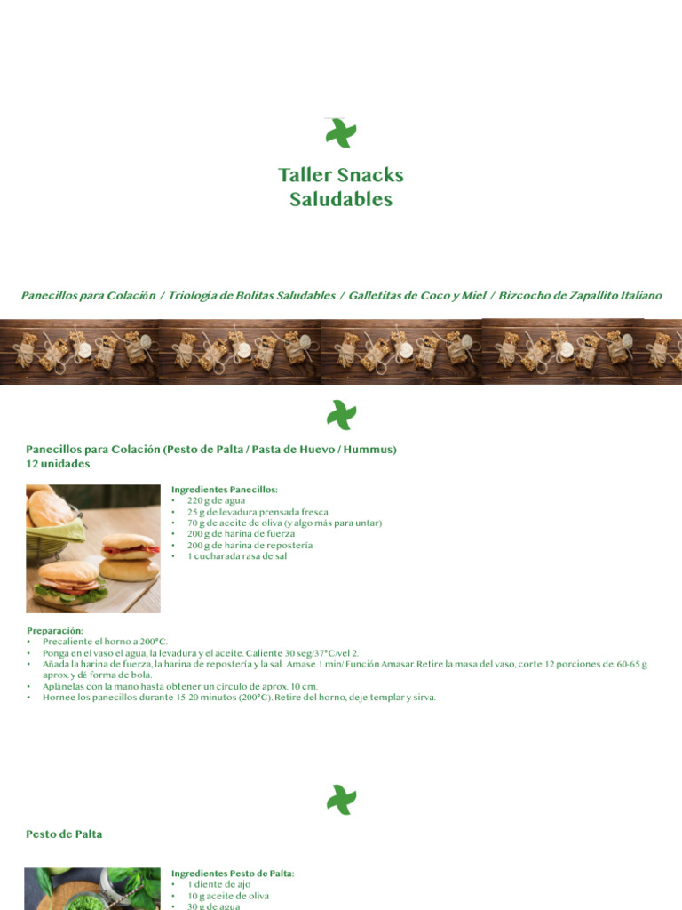 Taller Snacks Saludables | PDF | Galleta | pesto