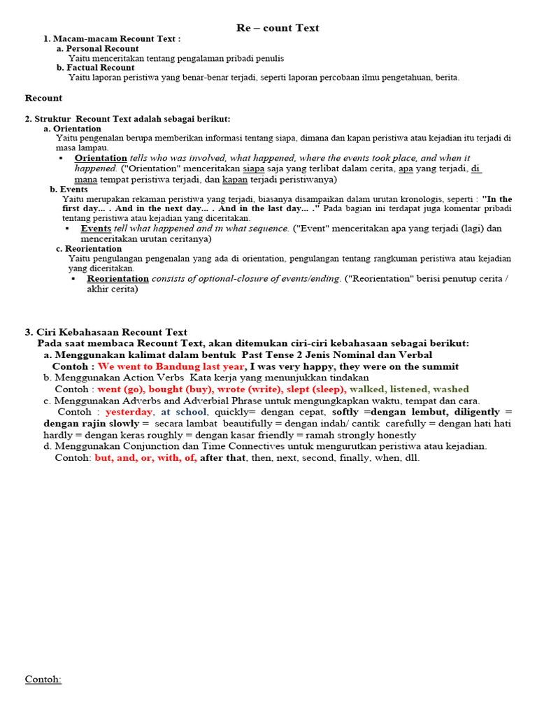 Recount Text | Download Free PDF | Adverb | Grammatical Tense