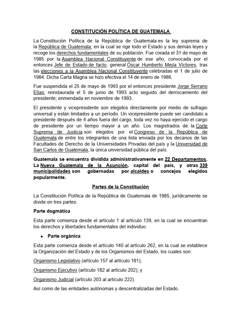 Estructura de la Constitución de Guatemala | PDF | Cartas Políticas ...