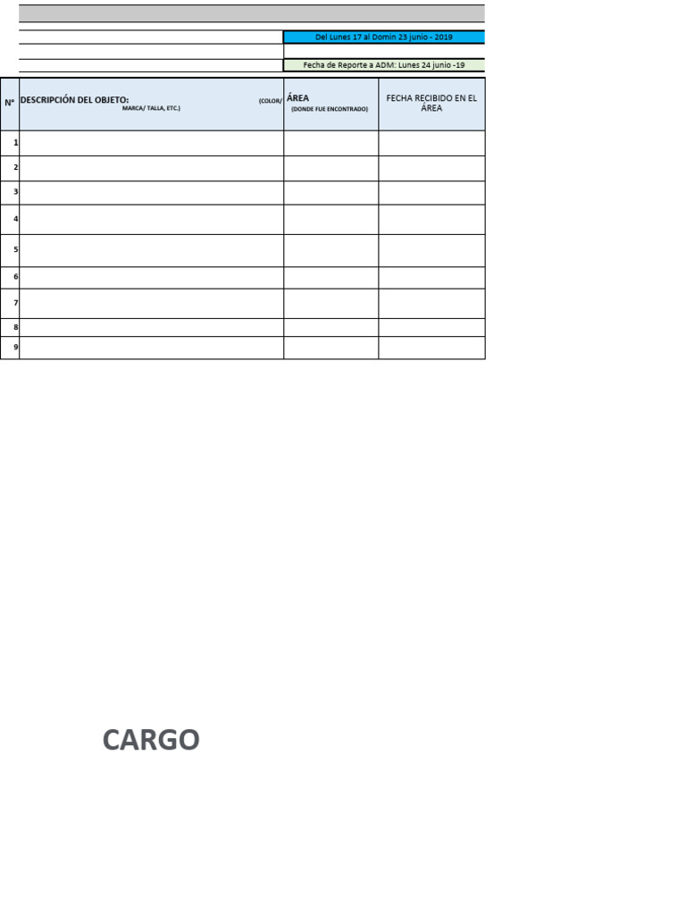Formato de Objetos Extraviados | PDF