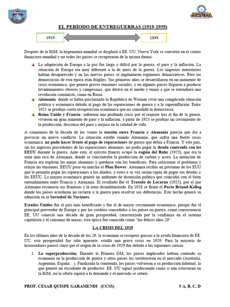 El Período de Entreguerras-Pampi | PDF | Adolf Hitler | nazismo