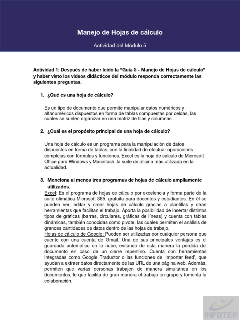 Actividad - Modulo 5 | PDF | Hoja de cálculo | Microsoft Excel
