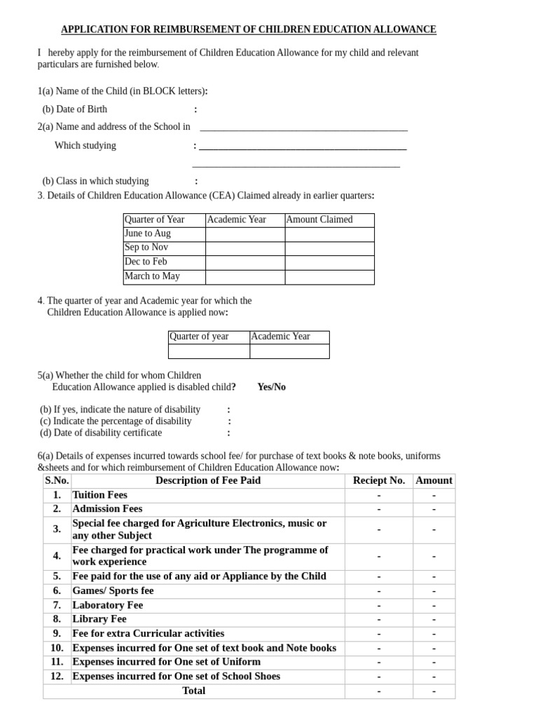 CEA Application Form | PDF | Payments