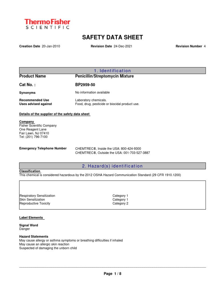 Penicillin Liquid 50ml | PDF | Personal Protective Equipment | Allergy