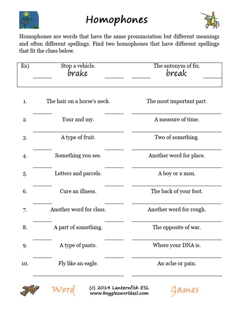 Homophone Clues and Answers Guide | PDF