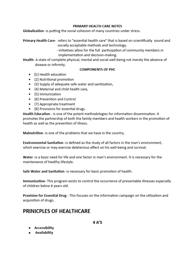 Primary Health Care Notes | PDF | Health Care | Patient
