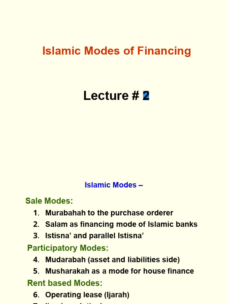 Islamic Modes of Finance | PDF | Islamic Banking And Finance | Private ...