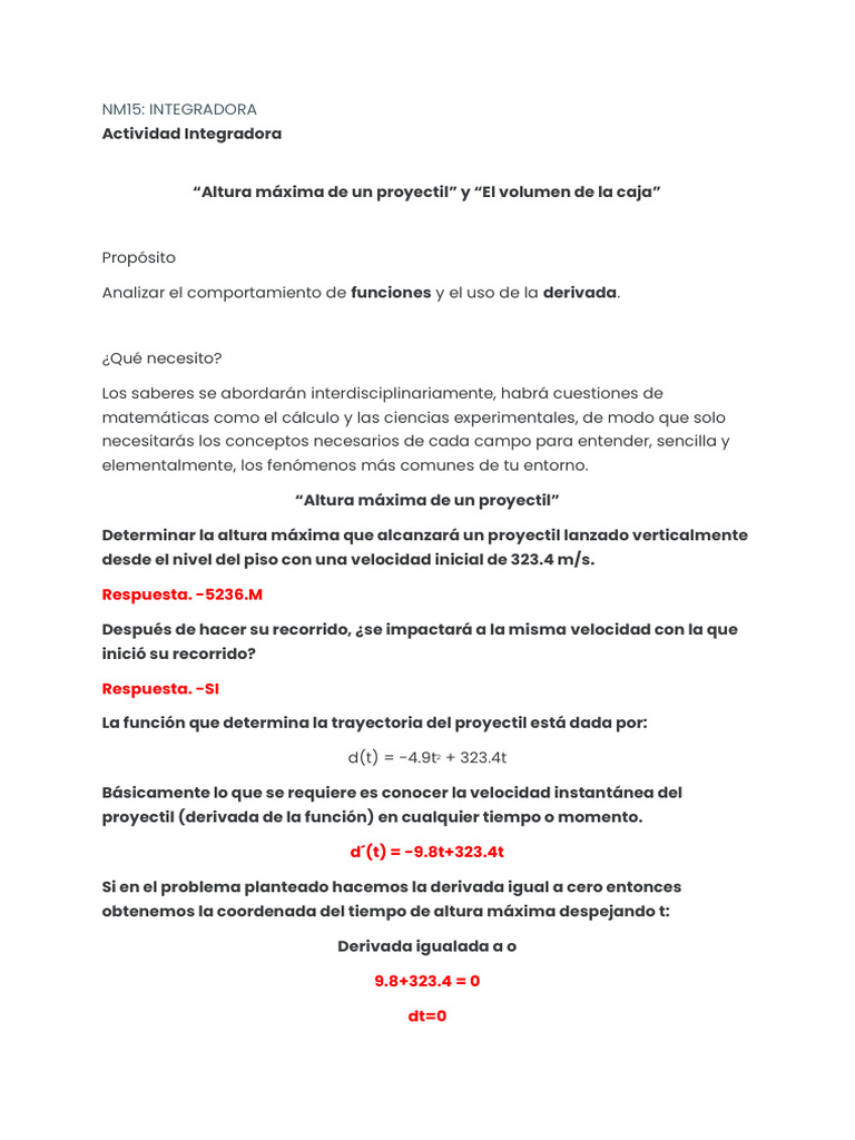 NM15 Integradora | PDF | Derivado | Función (Matemáticas)
