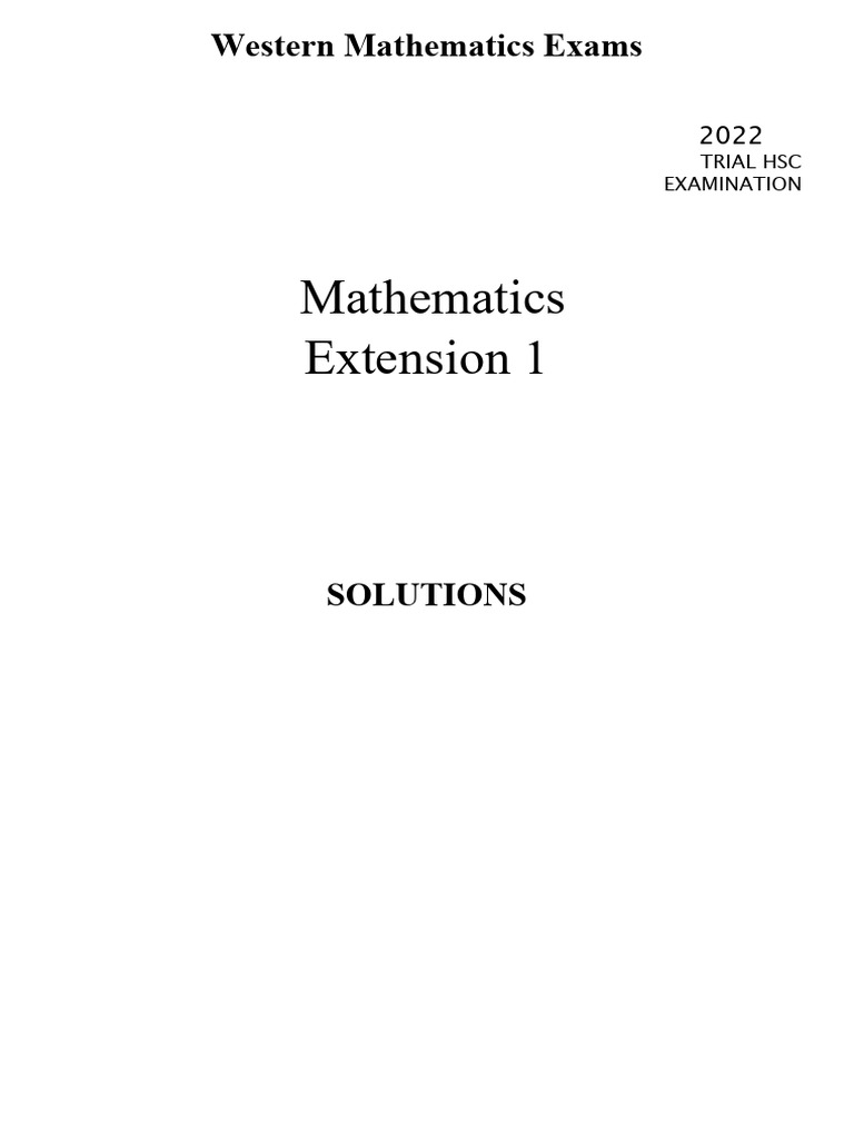WME HSC Mathematics Extension 1 Solutions 2022 | PDF | Multiple Choice | Applied Mathematics
