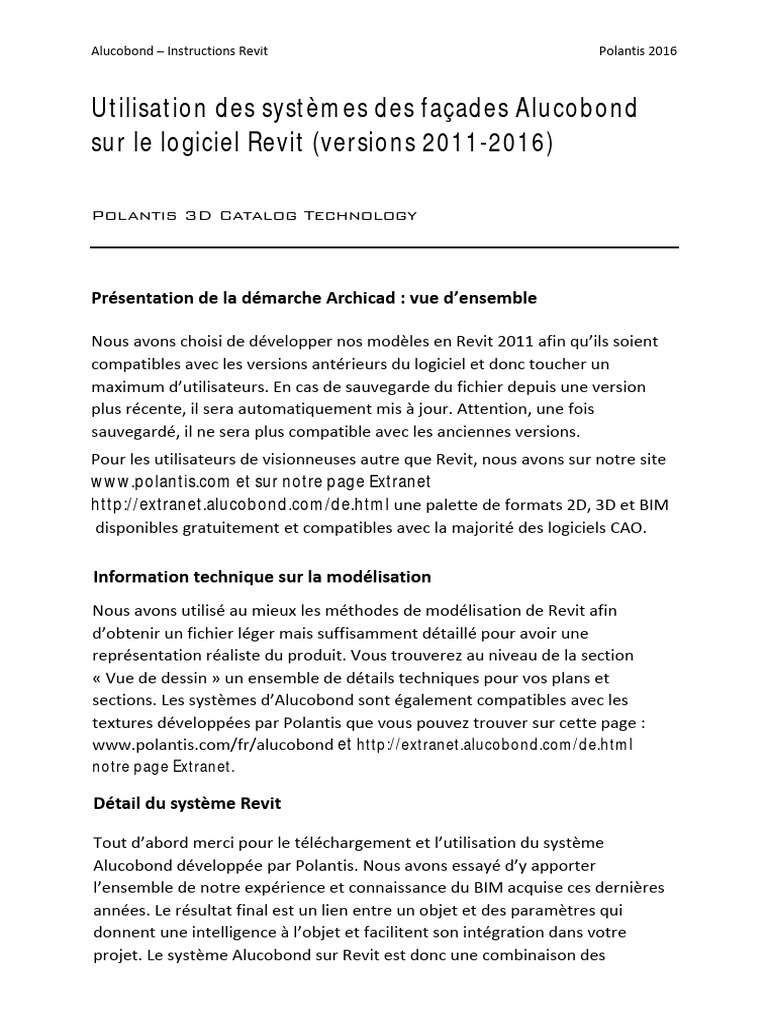 Instructions Revit pour Alucobond | PDF | Logiciel | Informatique