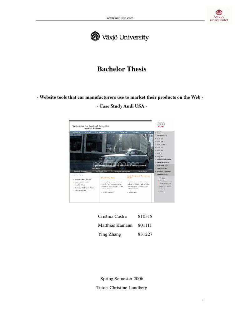 Website Tools That Car Manufacturers Use To Market Their Products On The Web - Case Study Audi ...