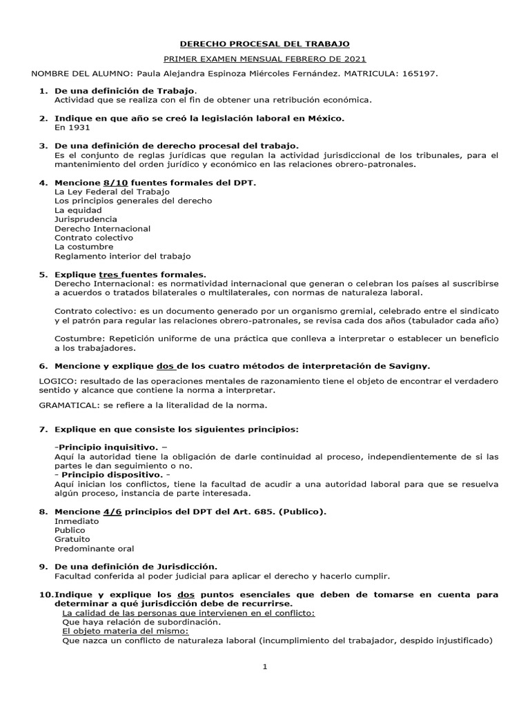 examen laboral | PDF | Derecho laboral | Jurisdicción