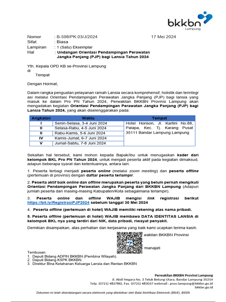 Surat Peserta Pjp 2024 | PDF