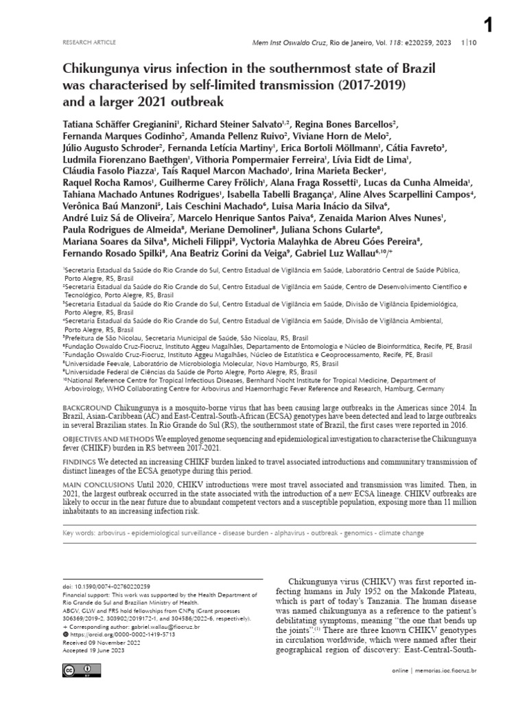 Chikungunya Virus Outbreak in Brazil | PDF | Real Time Polymerase Chain ...