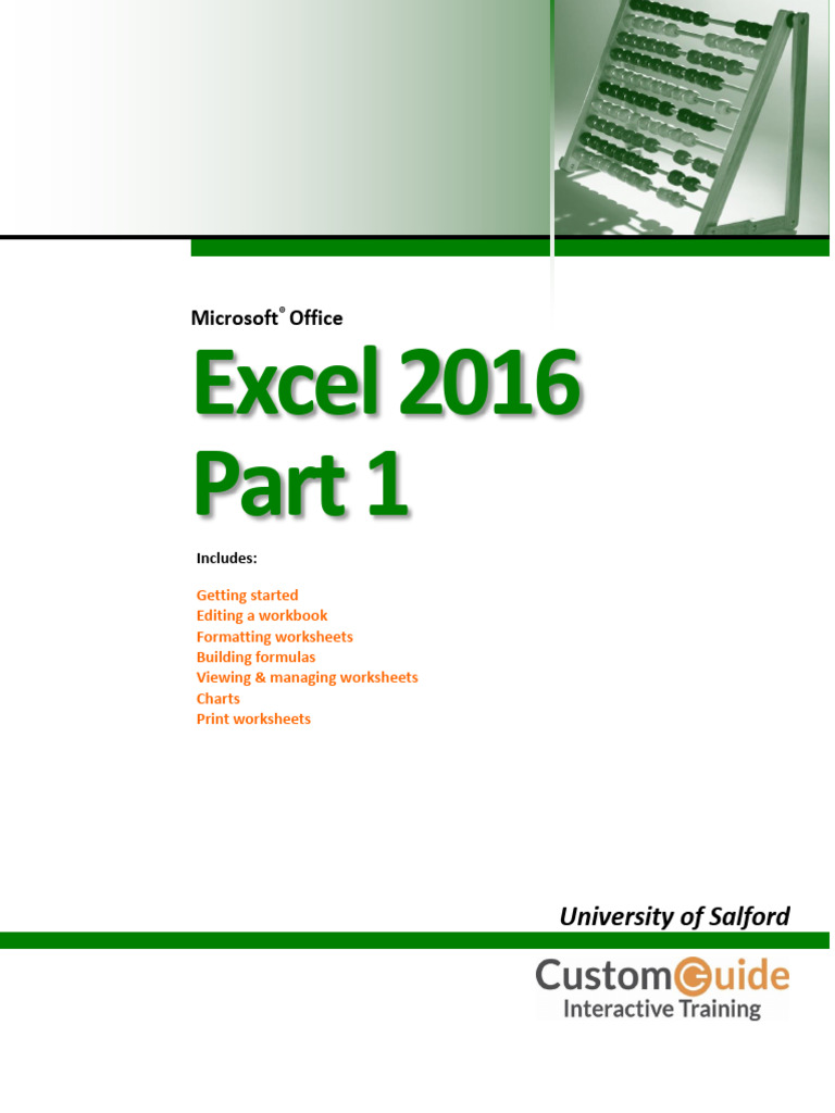 Excel 2016 Pt1 Pdf Microsoft Excel Window Computing