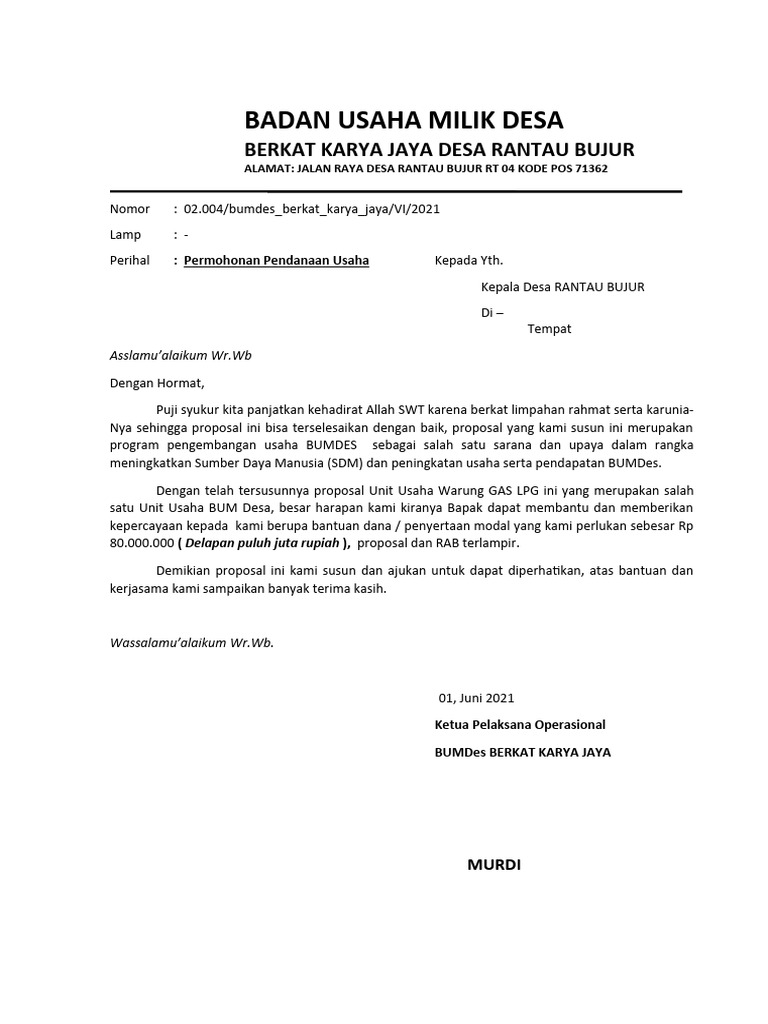 PROPOSAL Bumdes - 1 | PDF