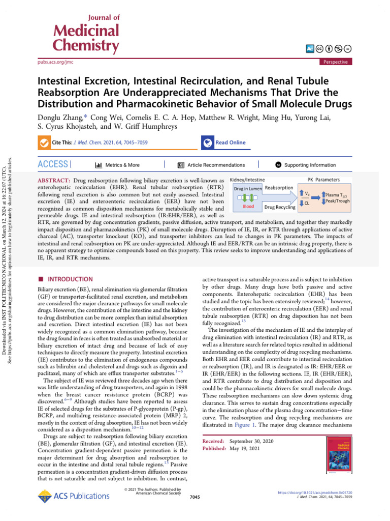Zhang Et Al 2021 Intestinal Excretion Intestinal Recirculation and ...