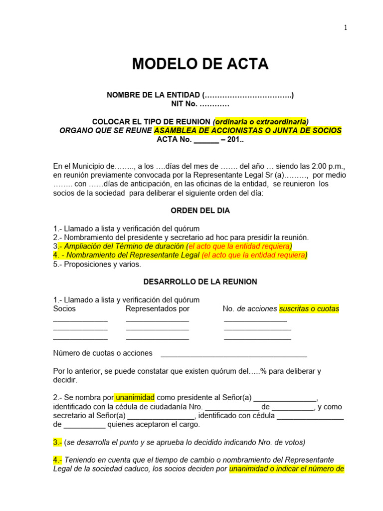 MODELO-ACTA-DE-SOCIEDAD-2020 (1) | Descargar gratis PDF | Gobierno