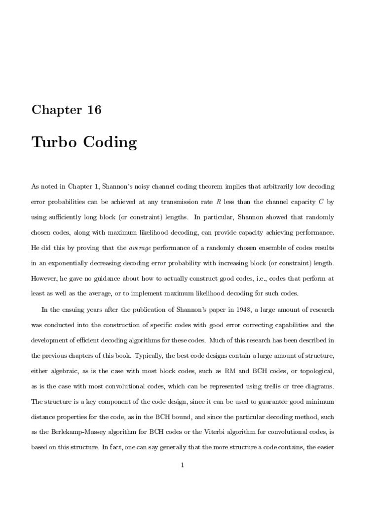 Introduction to Turbo Coding Techniques | PDF | Code | Data Transmission