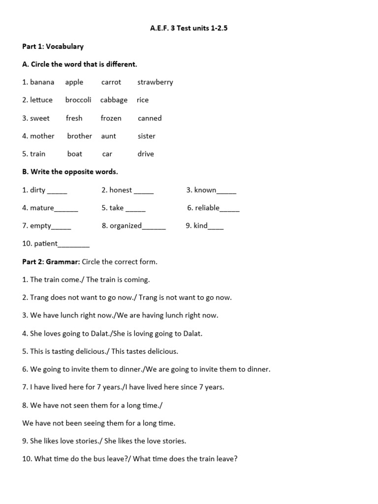 Aef Test Units 1 2 5 Pdf