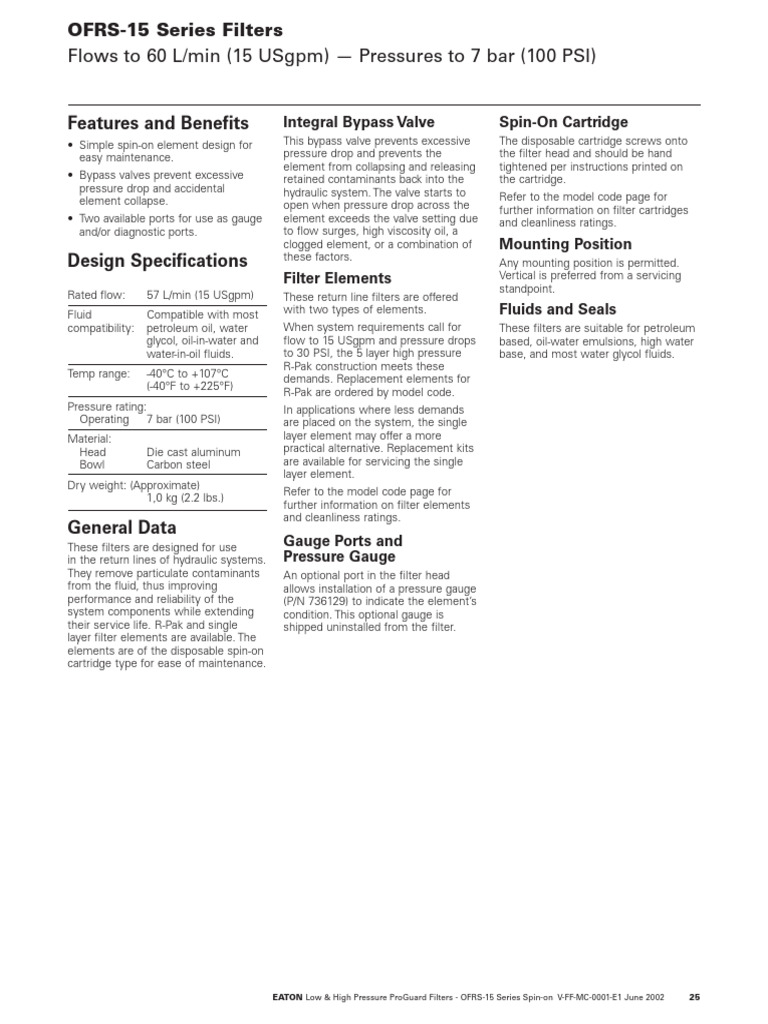 fichas OFRS-15 | PDF | Valve | Filtration