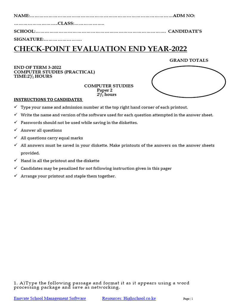 451 COMPUTER F3 Paper 2 Questions EndTerm 3 2022 | PDF | Transmission Medium | Telecommunications