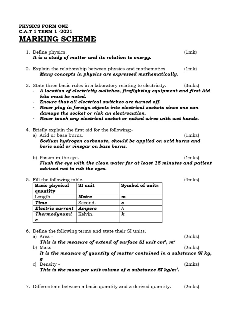 Form 1 End Term 1 Phy MS2 | PDF | International System Of Units ... Form 1 End Term 1 Phy MS2 | PDF | International System Of Units ...