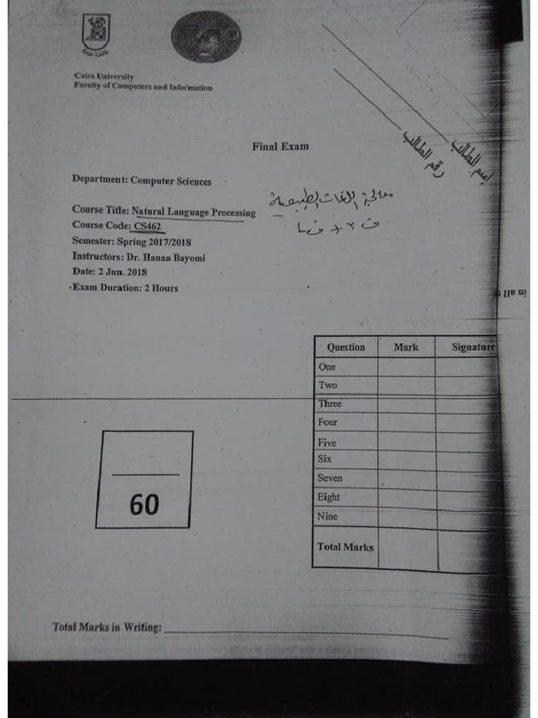 NLP Final 2018 | PDF
