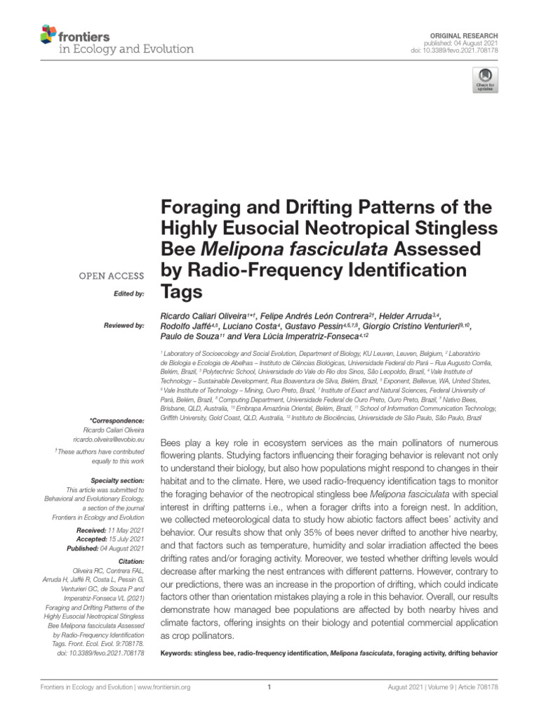 Foraging and Drifting Patterns of The Highly Eusoc | PDF | Bees | Honey Bee