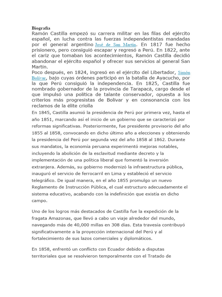 Ramón Castilla: Líder y Reformador Peruano | PDF | Perú | América del Sur