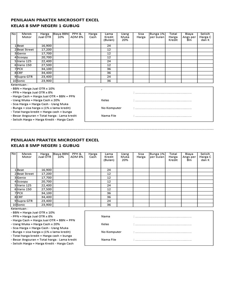Praktek Excel 8 | PDF
