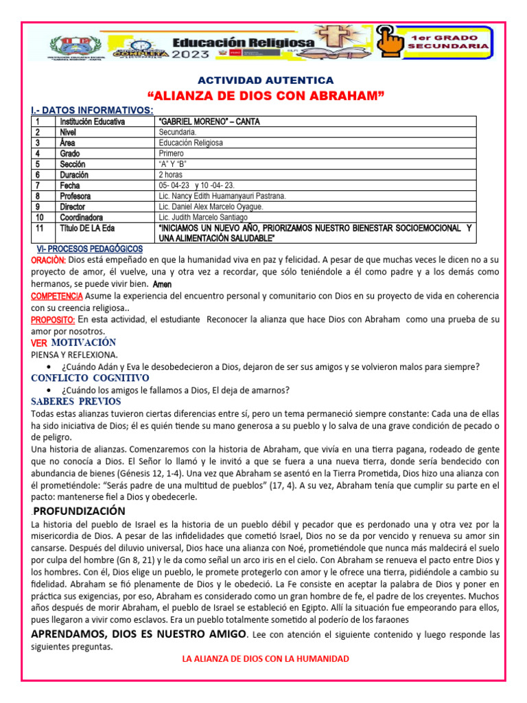 1er "ALIANZA DE DIOS CON ABRAHAM" | Descargar gratis PDF | Abrahán ...
