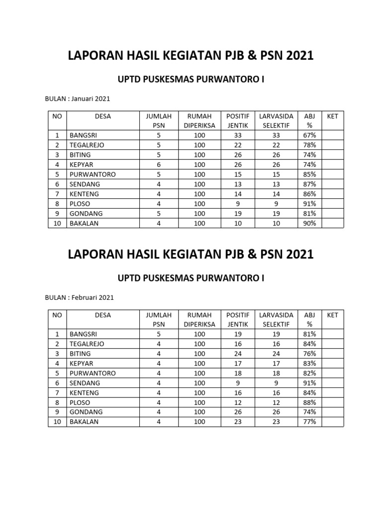 Laporan Hasil Kegiatan PSN | PDF