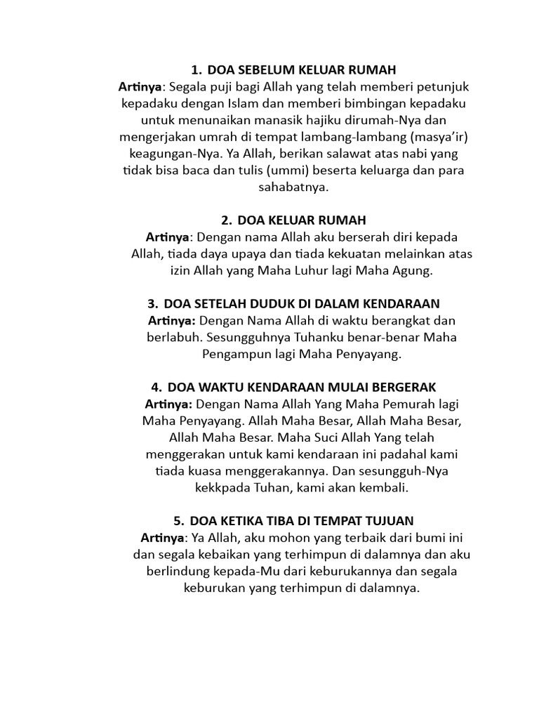 Doa Sebelum Keluar Rumah | PDF | Seni & Disiplin Bahasa | Kajian Bahasa Asing