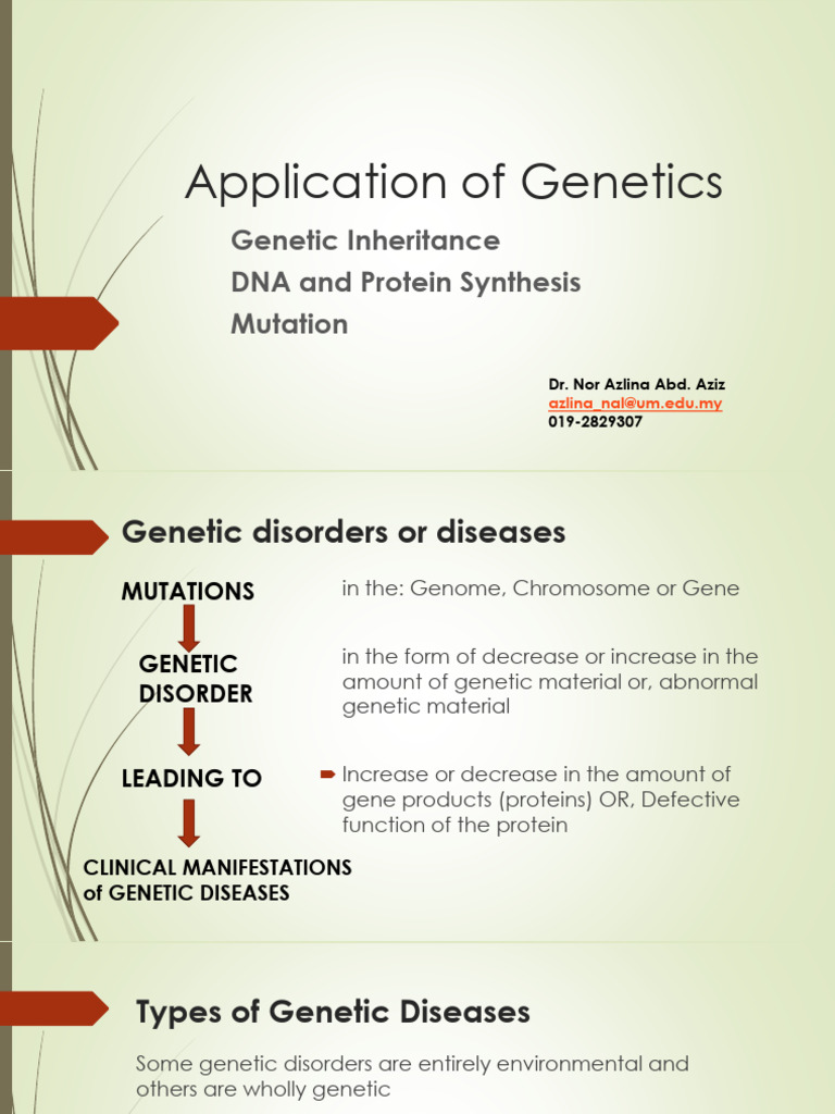 Lecture_Application of Genetics | Download Free PDF | Genetic Disorder | Genetics