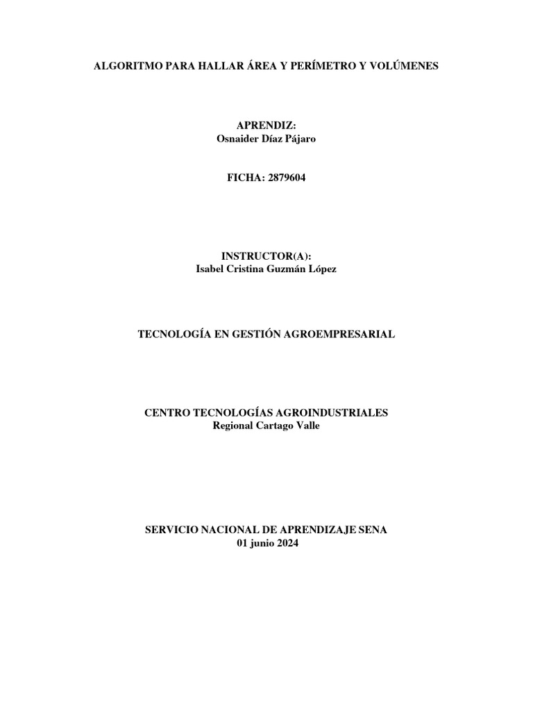 Algoritmo para Hallar Área, Perímetro y Volúmenes | PDF | Zona | Geometría