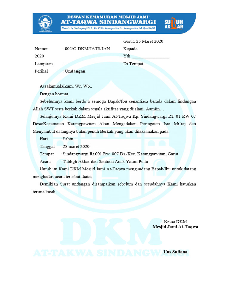 Surat Undangan Pengajian Pemuda | PDF