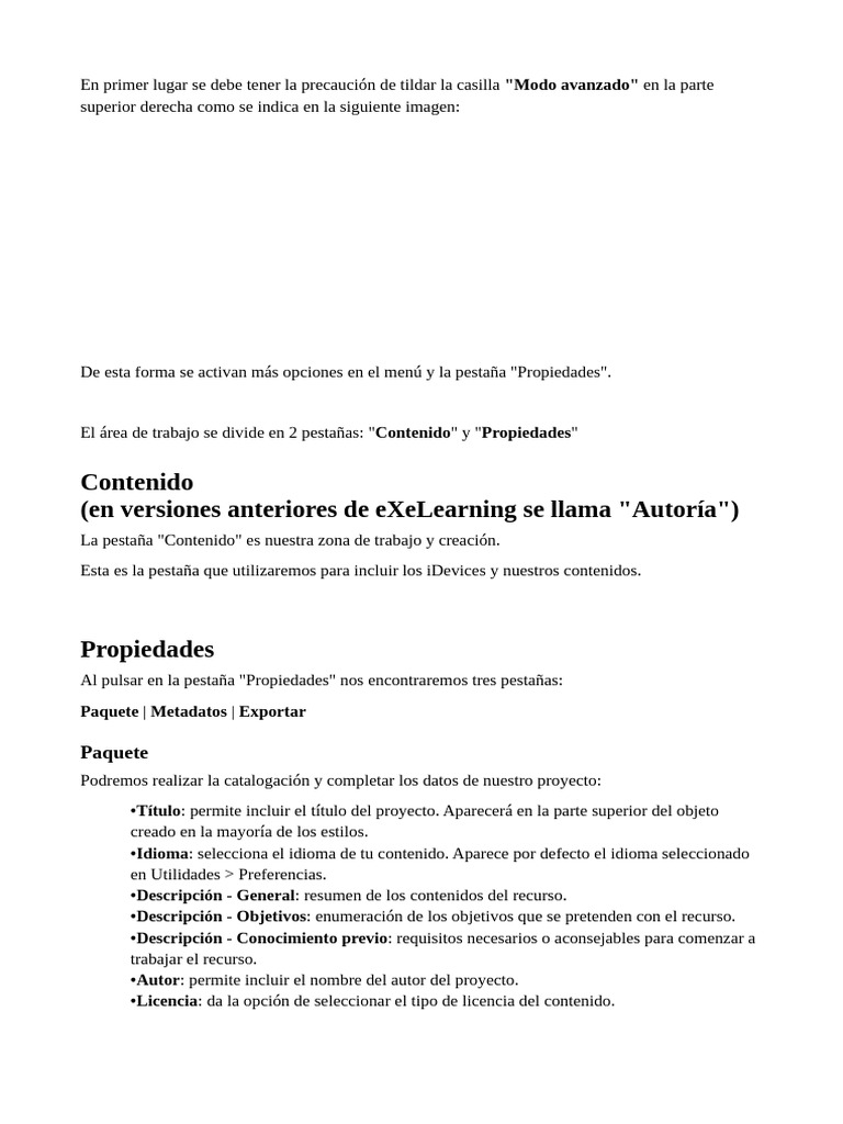 Contenido (En Versiones Anteriores de Exelearning Se Llama "Autoría") | PDF | Metadatos ...